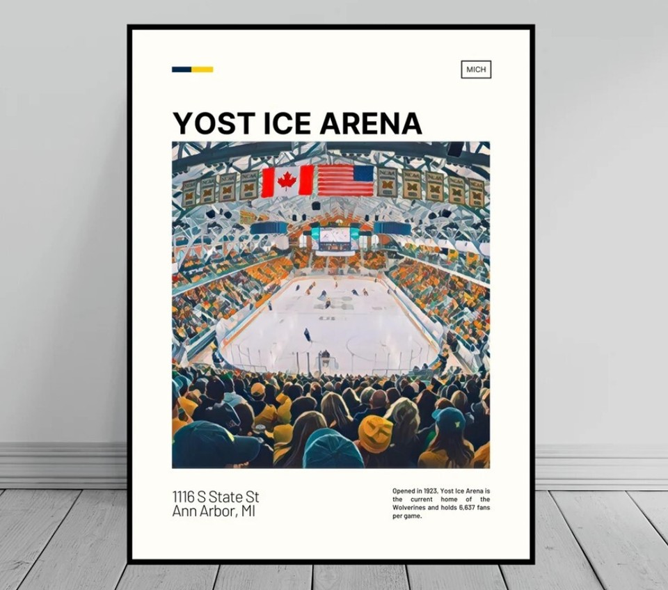 Yost Ice Arena Print | Michigan Wolverines Poster | Hockey Stadium ...