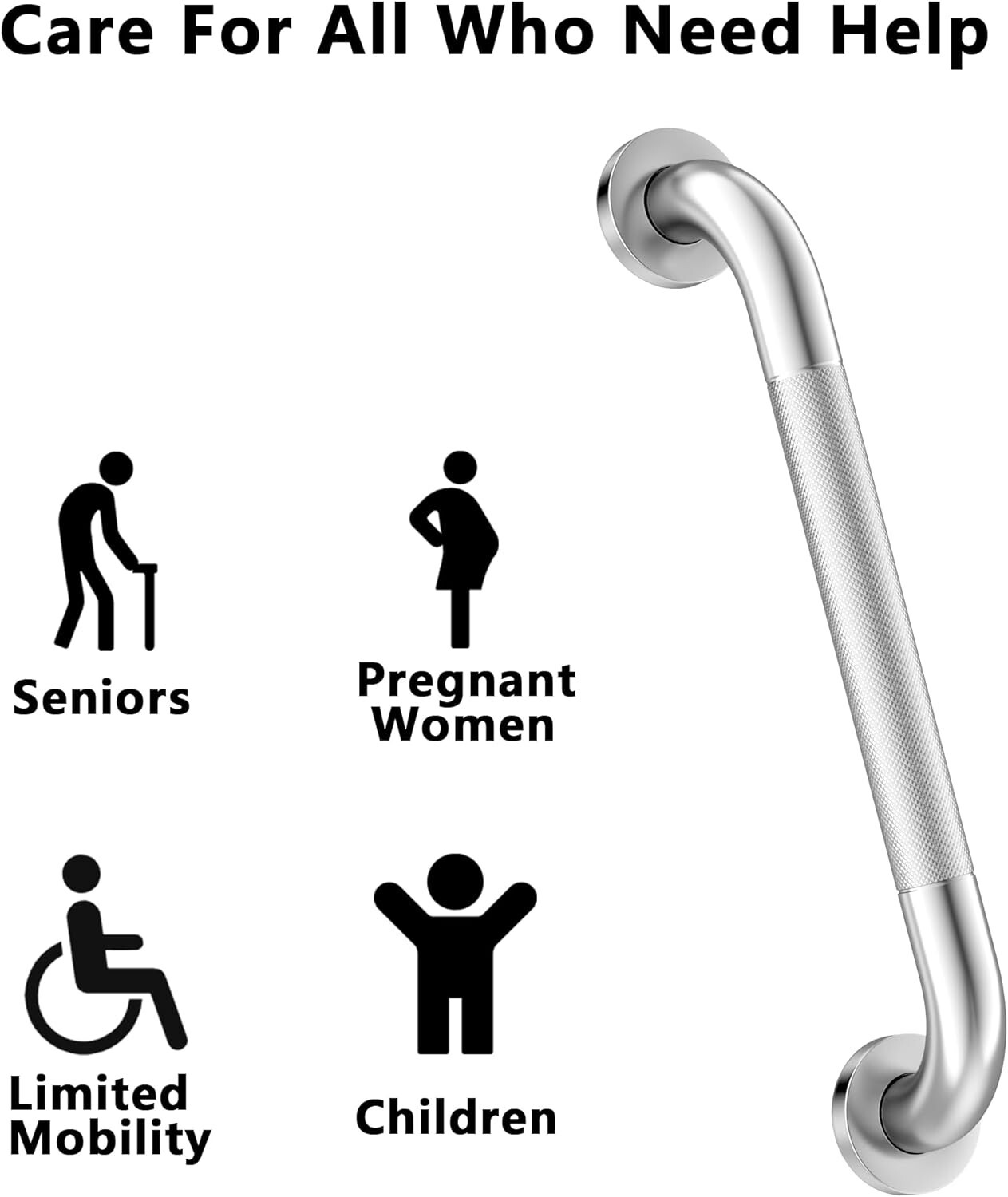 16" Stainless Steel Safety Grab Bar For Bathroom Handicap Handle Hand ...