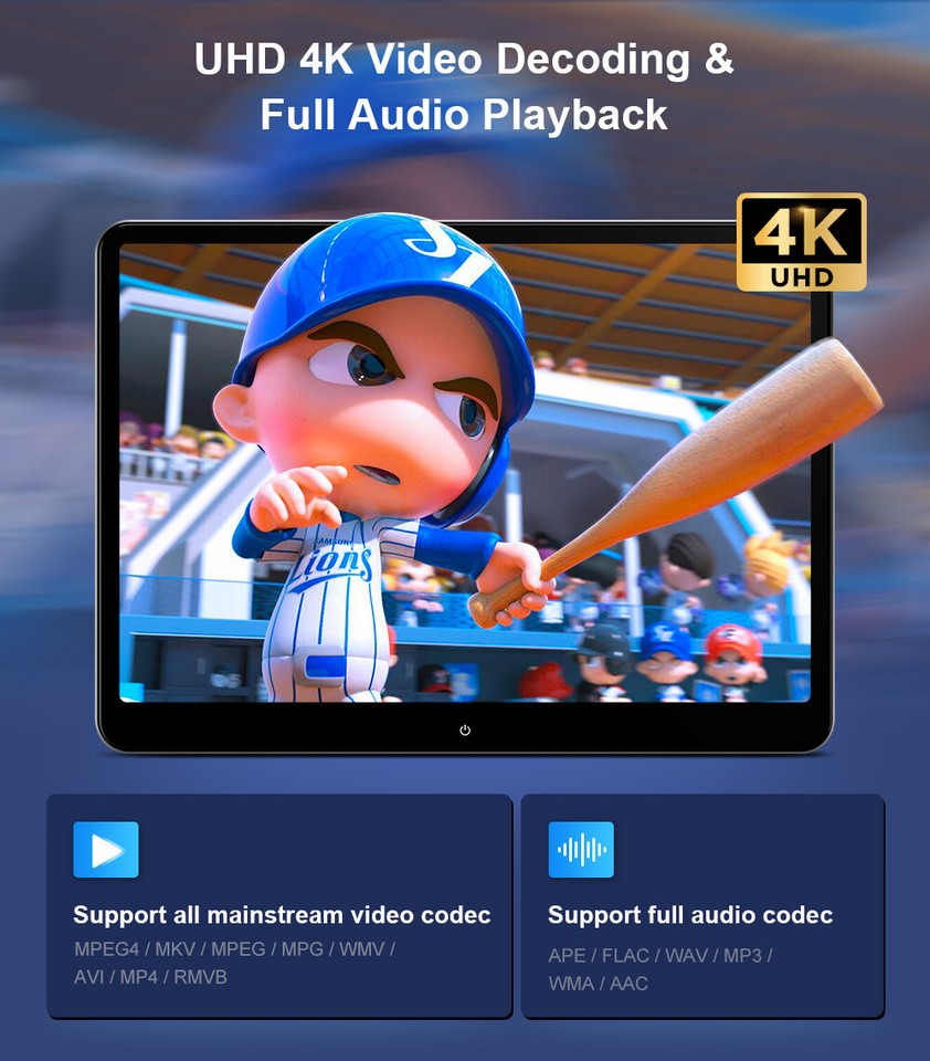 2x 14" FHD Touch Screen Car Headrest Monitor Backseat TV Player Media ...