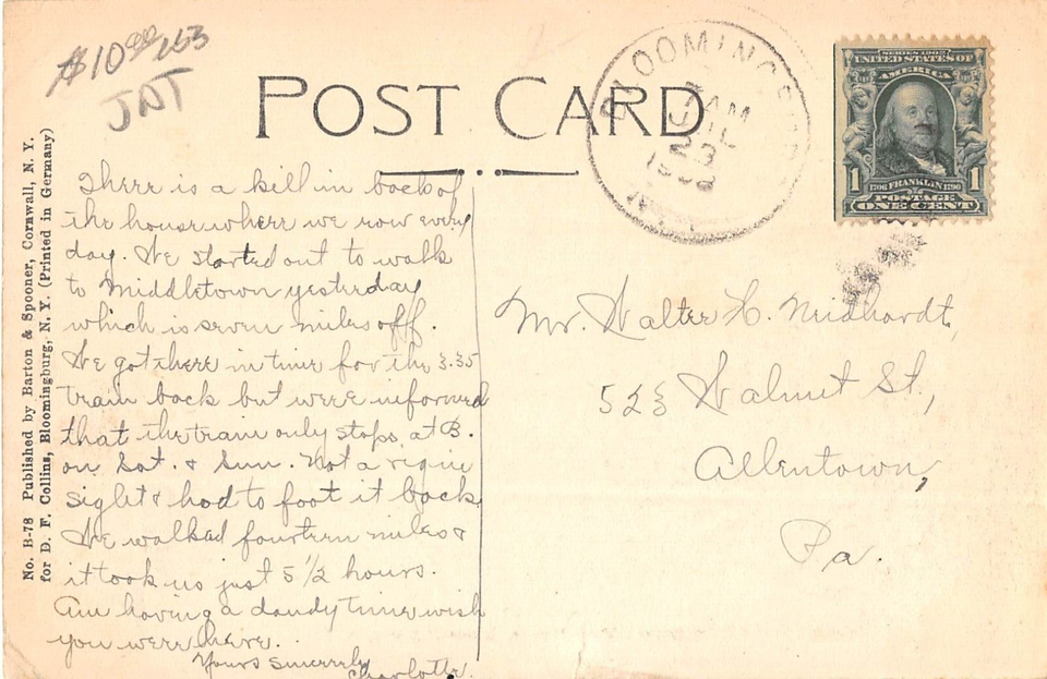 1908 Mountain View House & Windmill Bloomingburg NY post card Sullivan ...