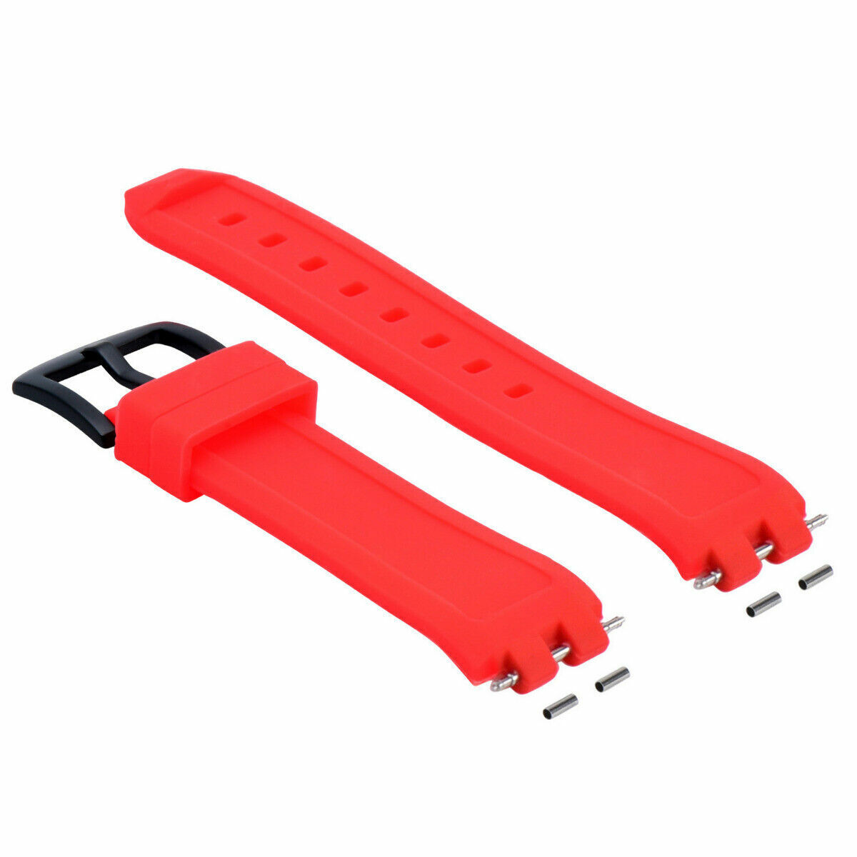 SILICONE RUBBER WATCH BAND STRAP FOR PEBBLE WATCH PVD BLACK BUCKLE RED ...