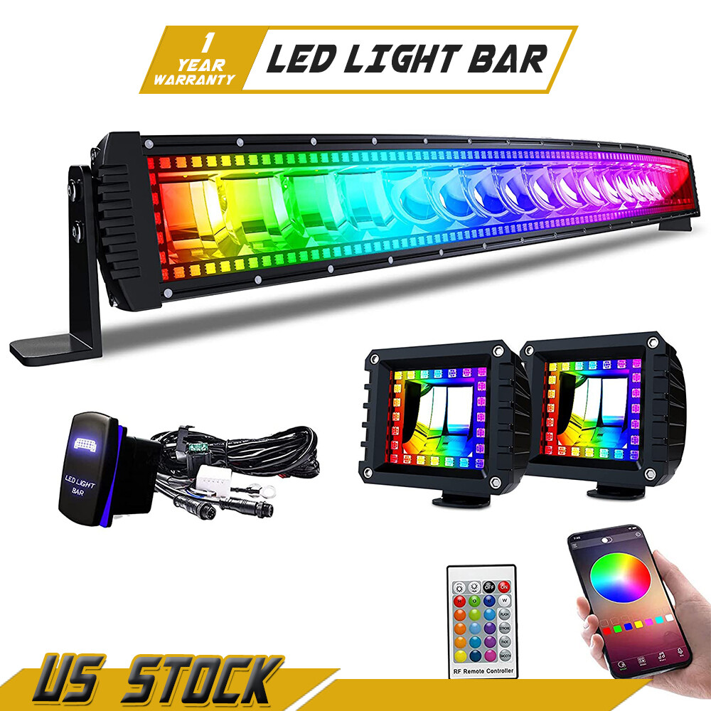 42inch RGBW Curved Led Light Bar Color Changing & Harness Kit For off ...