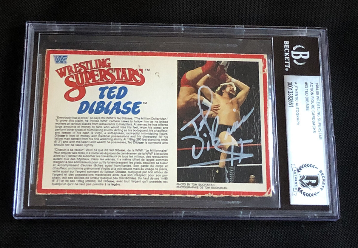 TED DiBIASE WRESTLING SUPERSTARS LJN SIGNED AUTOGRAPHED BIO CARD ...