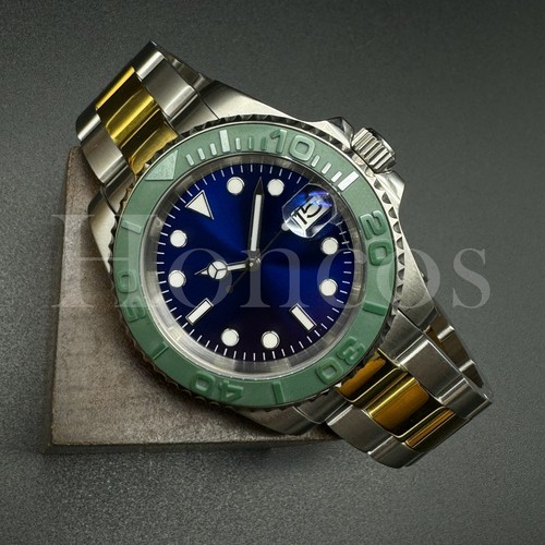Custom Made YM Style Watch SKX NH35 Movement Blue Dial Green Bezel S/GD ...