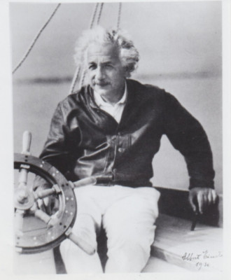 1988 Press Photo Physicist Albert Einstein on His Boat in 1936. | eBay