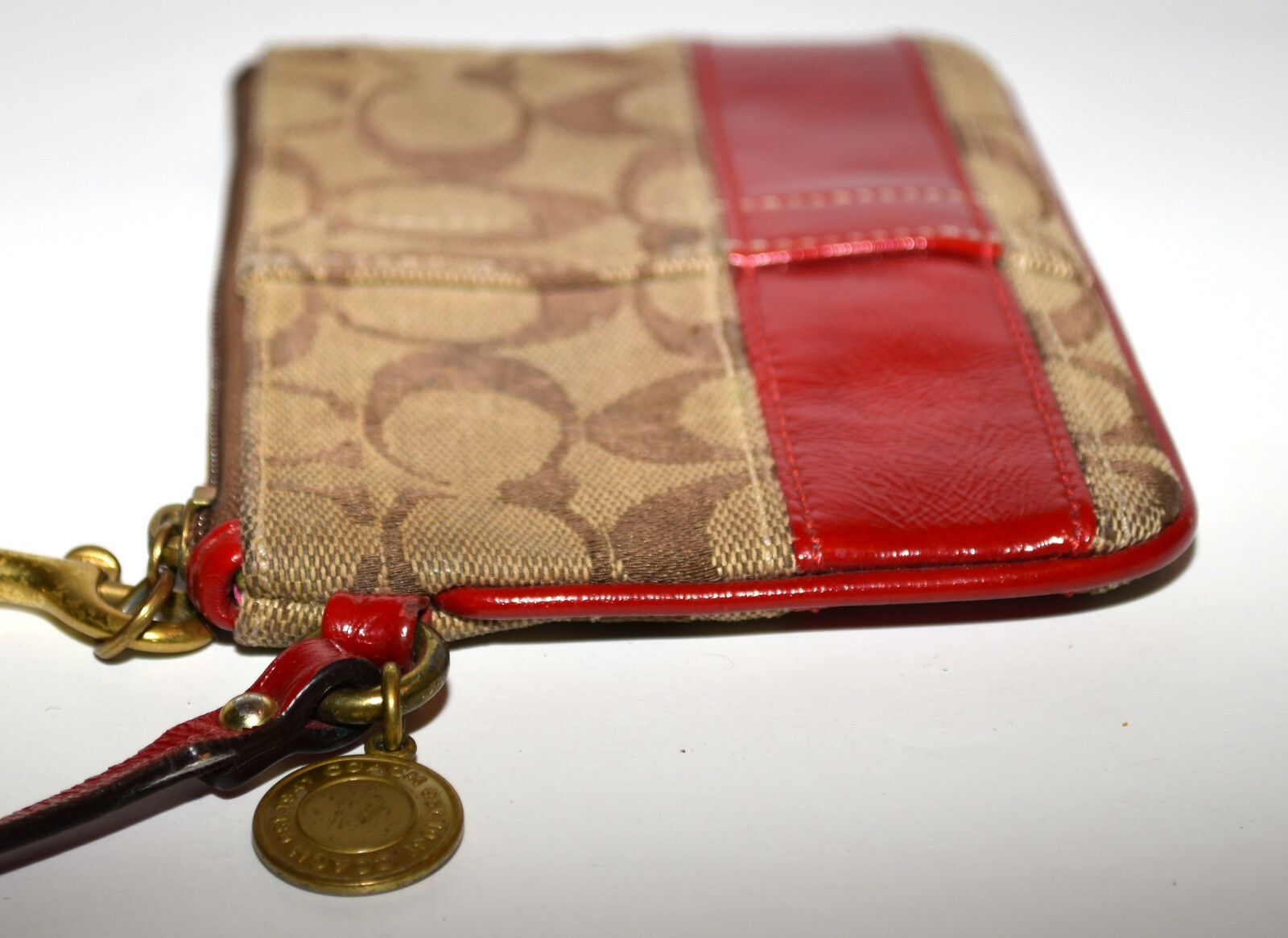 Coach F0849-41637 Signature Brown Jacquard Red Patent… - Gem