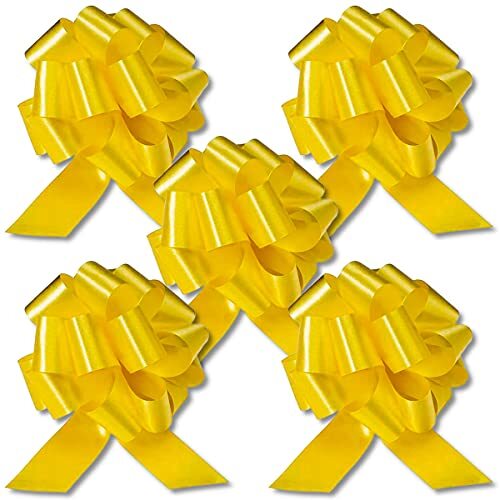 5" Yellow Ribbon Pull Bows for Gift Wrapping Large Christmas Or ...