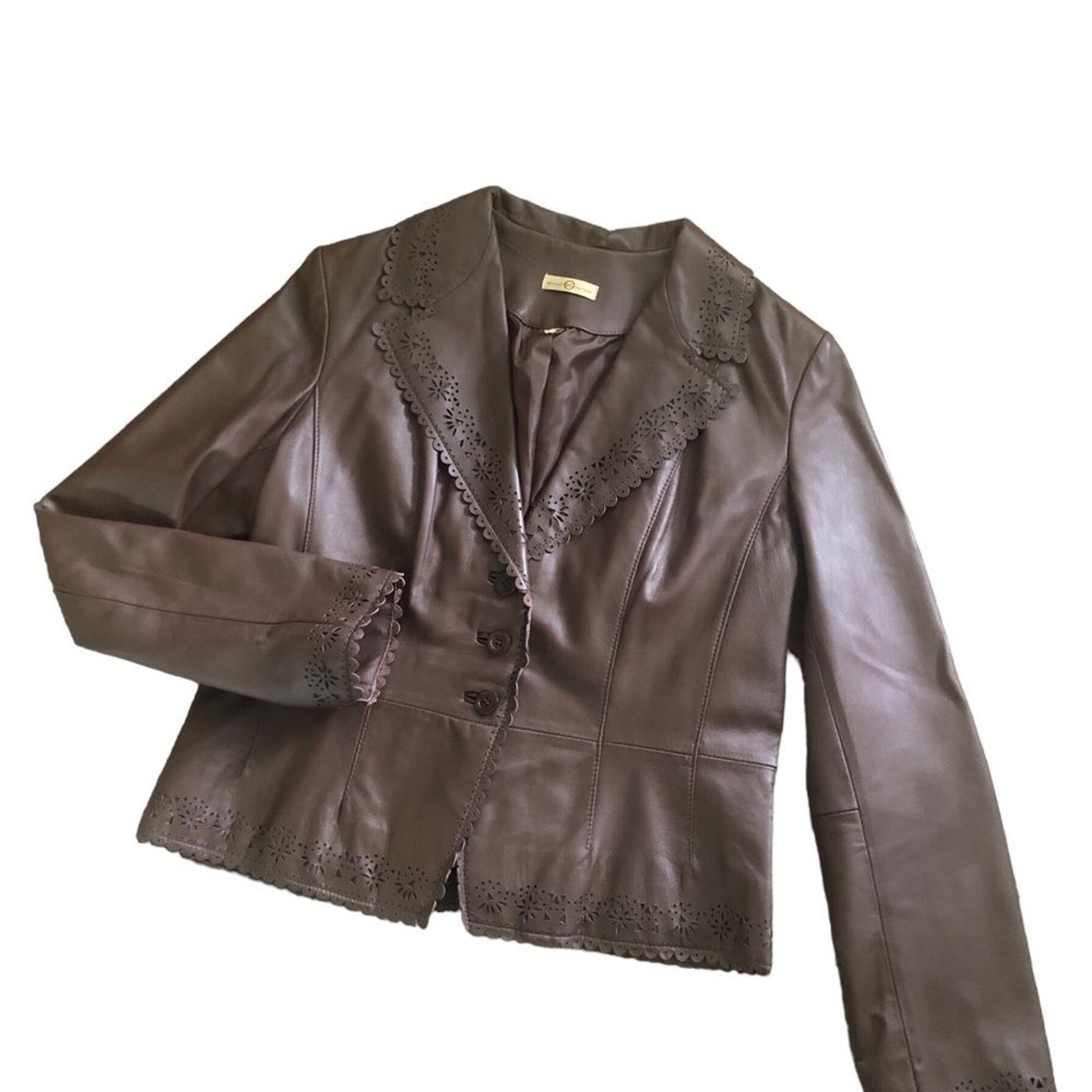 Wilsons Leather Laser Cut Leather Jacket Coat Sz. L B… - Gem