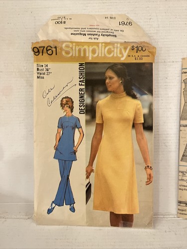 Dress Tunic Top Pants Wide Leg 14 Simplicity Sewing Pattern 9761 Cut ...