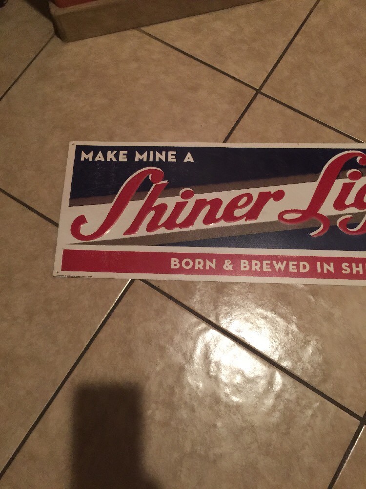 SHINER LIGHT BEER SIGN GREAT LOOKING 2007 EMBOSSED BOTTLE SPOETZL ...