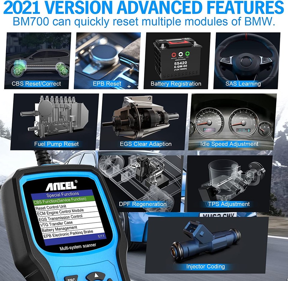 Ancel BM700 OBD2 Diagnostic Scanner Fit For BMW Full System ABS SRS EPB ...