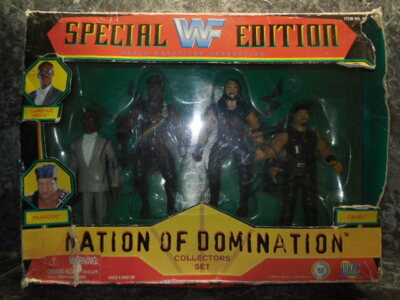 1997 wwf nation of domination 4 pack figures set signed by faarooq and ...