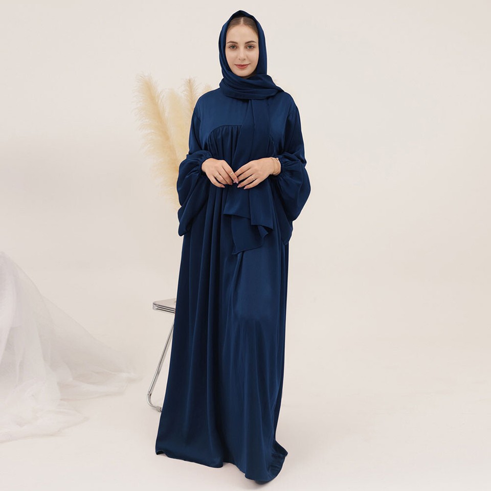 Muslim Women Abaya Dubai Kaftan Long Dress Ramadan Maxi Robe W/scarf ...