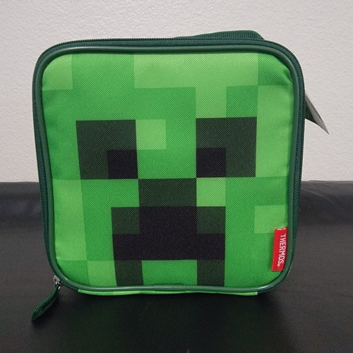 Minecraft Square Creeper Green Kids Lunch Box Thermos Brand Insulated ...