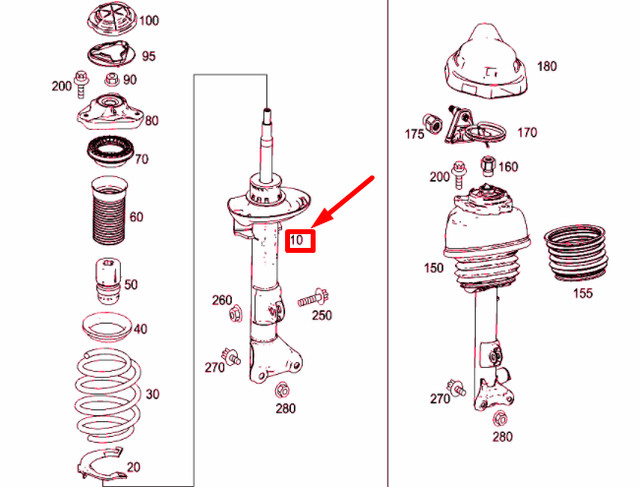 Z762 W212 MERCEDES 10-16 E Class RWD Front Right or Left Shock Strut ...