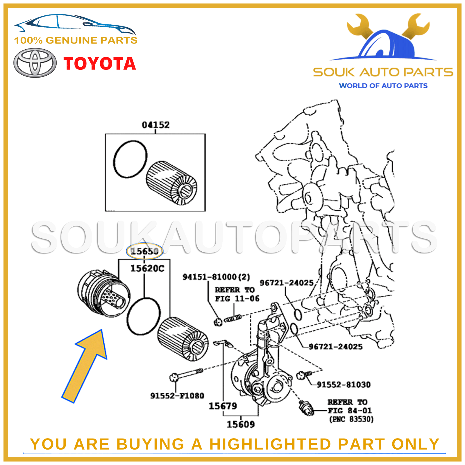 15650-38050 Genuine Toyota CAP ASSY, OIL FILTER W/ELEMEMT 1565038050 ...