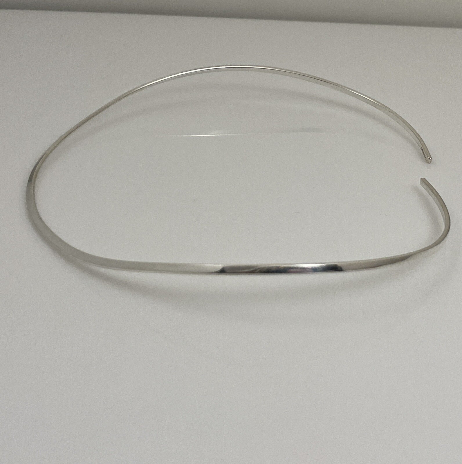 925 Sterling Silver Mexico Torque Collar Choker 14 5”… Gem