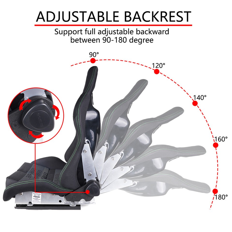 1X BRIDE Large Size Seats Low Max JDM Racing Seats+Slider Rail+FRP ...
