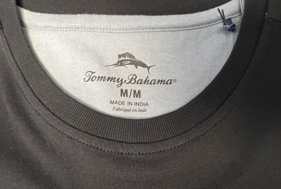 Tommy Bahama Men's Black T-Shirt Crew Neck Bali Skyline Grey Logo Tee ...