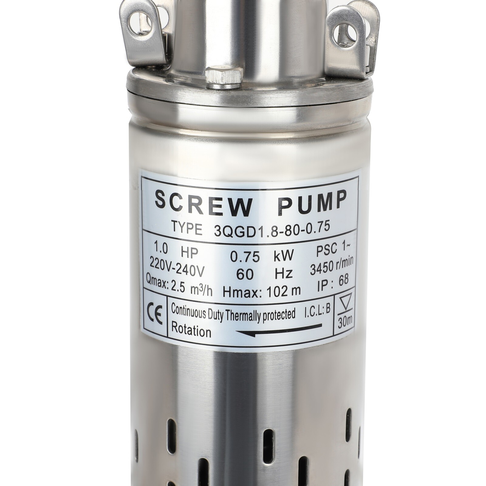 147psi 1Hp 750w Screw Pump Submersible Water Deep Well Pump Stainless ...