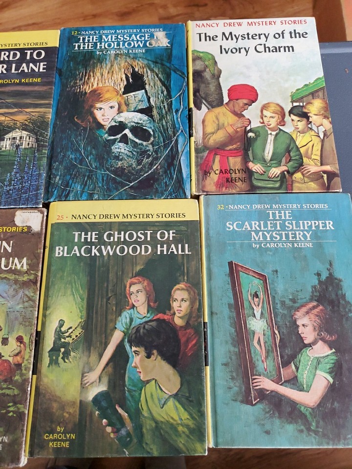 Lot Of 8 Vintage Nancy Drew Books Carolyn Keen Yellow Cover Hard Back ...