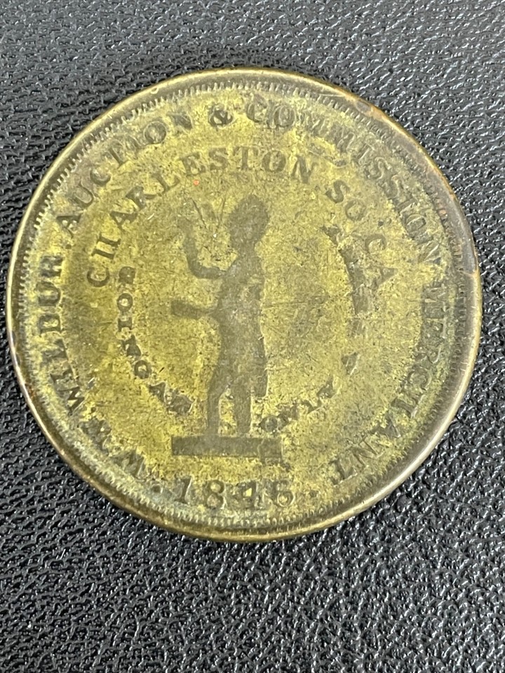Nice 1846 Charleston SC W.W. Wilbur Merchant Token Slave Auctions RARE ...