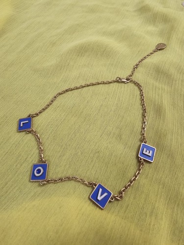 Auth NEW Stunning Tory Burch Delicate Message LOVE Enamel Letters Chain ...