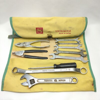 TOYOTA MOTOR Roll Bag Vintage Adjustable Wrench Plier Plug Wrench Hand ...