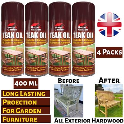 4x Teak Oil Spray Garden Furniture Protect All Exterior Hard Wood ...