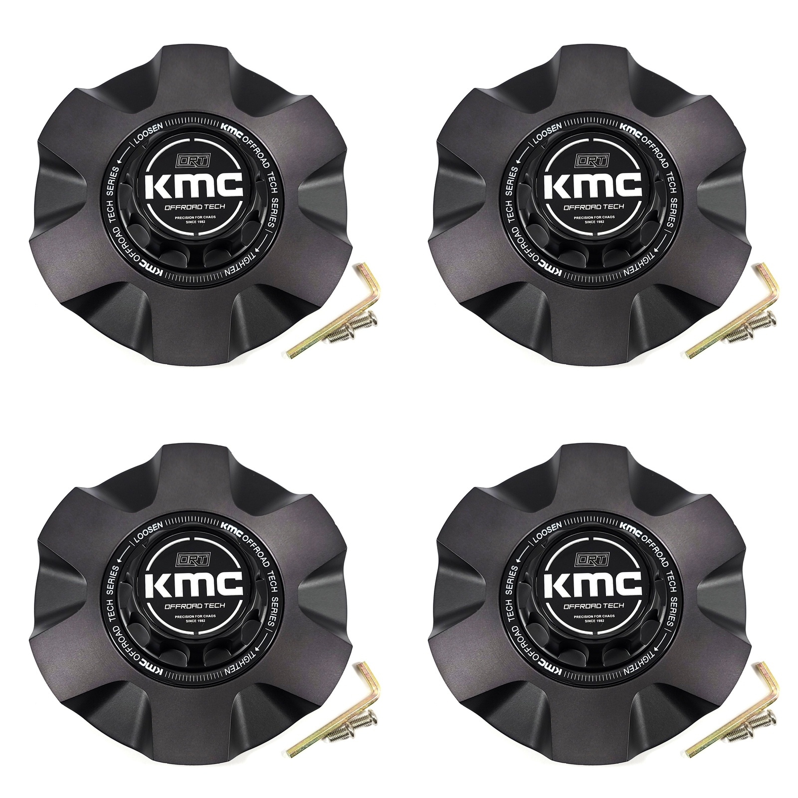 4 KMC Satin Black Gray Center Caps 7-1/4"OD Open Closed for KM101 ...