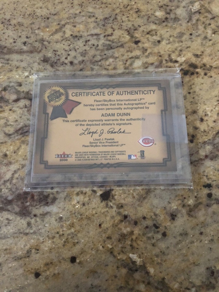 2000 FLEER AUTOGRAPHICS ADAM DUNN AUTO AUTOGRAPH | eBay