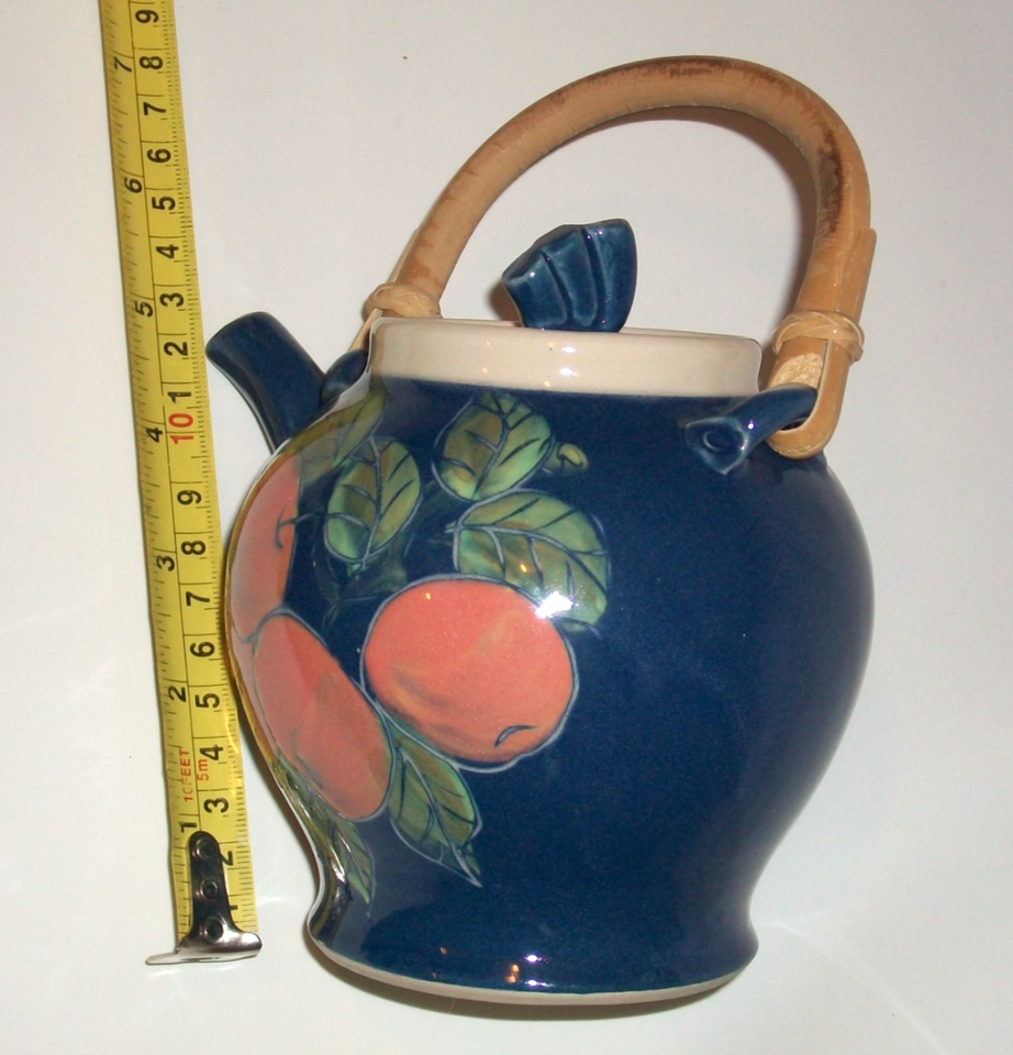 Forrester Bandon Pottery Rare Vtg Teapot in Cobalt Blue with Fruits ...