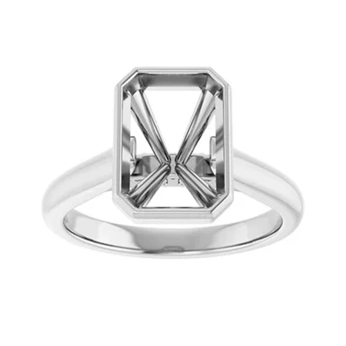 925 Sterling Silver Semi Mount Ring Setting 10x8mm Octagon Stone ...