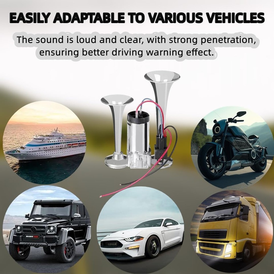 12V 600DB Air Horn Dual Trumpets,Super Loud Air Horn for Truck, Dual ...
