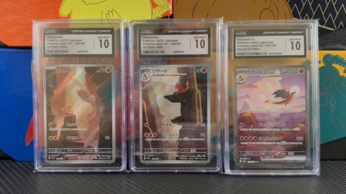 CGC 10 Gem Mint Set! Charmander 168 Charmeleon 169 Charizard 201 JP ...