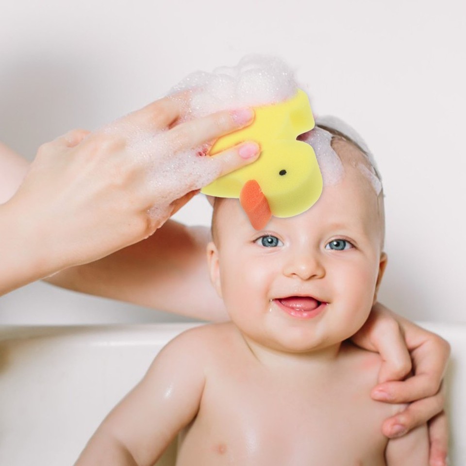 4 Pcs Adorable Duck Shape Bath Sponge Soft Sponge For Kids Body Shower ...