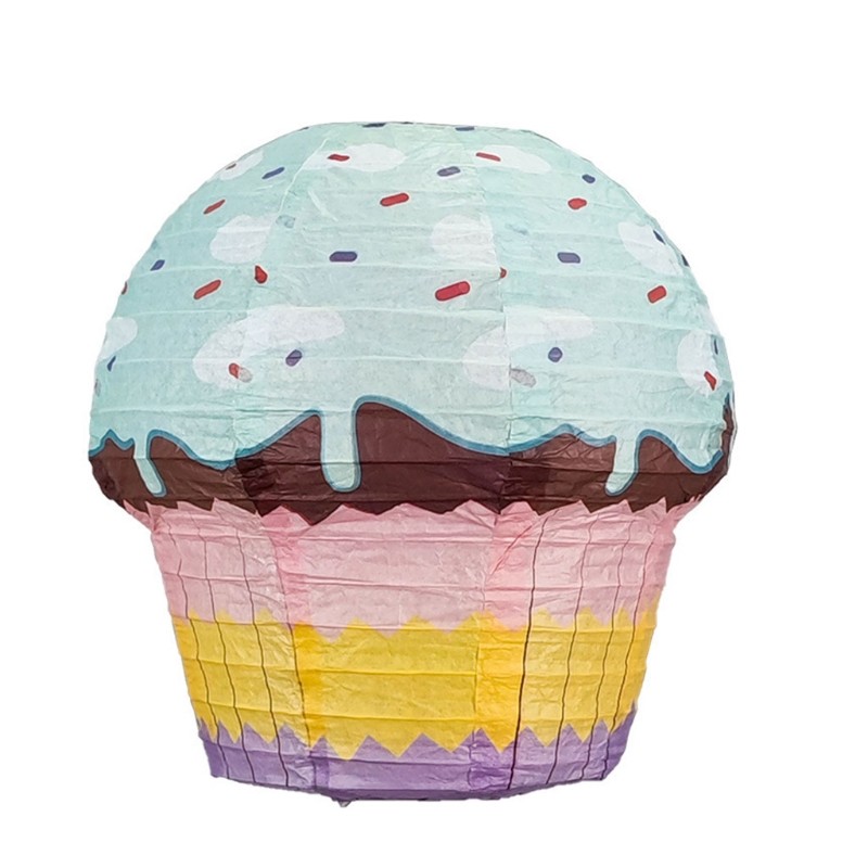 Cupcake Shape Folding Lantern Cartoon Cake Hanging Paper Lamp Birthday ...
