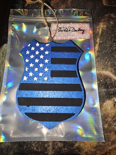 Police Badge Freshie Blue Black And White. Sunset Cowboy Scent Car Air ...