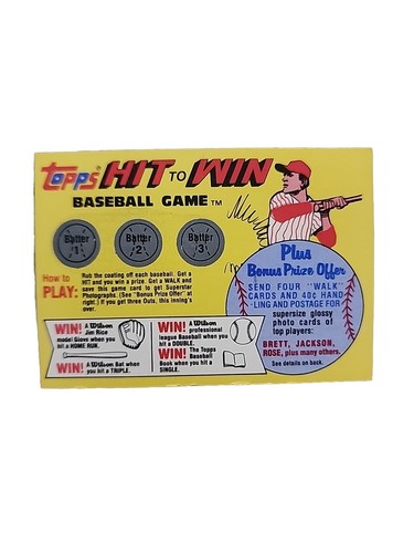 1981 Topps Hit to Win Baseball Game Scratch Off Insert Card Lot Of 93 ...