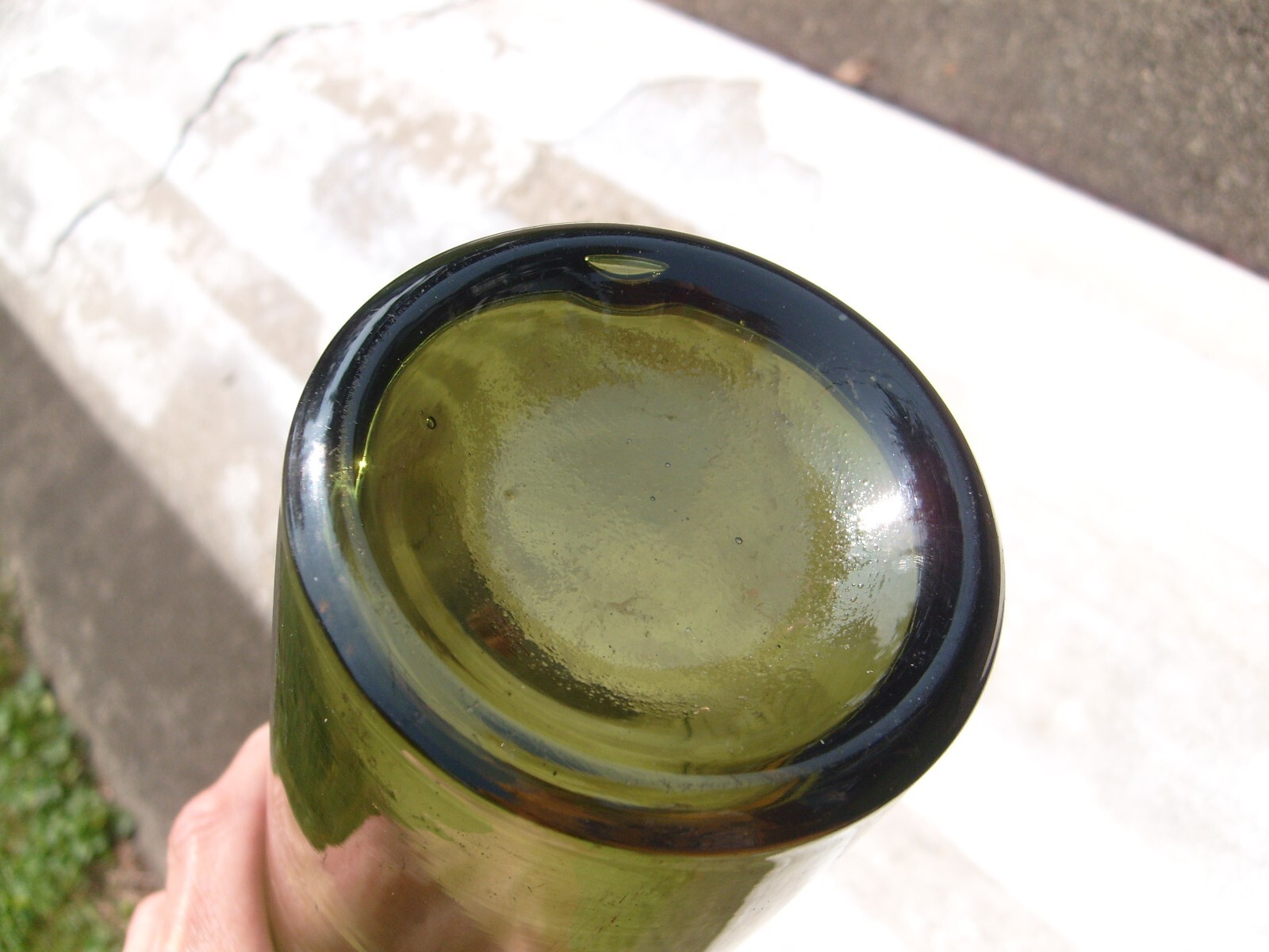 Blown Green Glass Wine Bottle with Applied Blob Ring Lip 12" | eBay