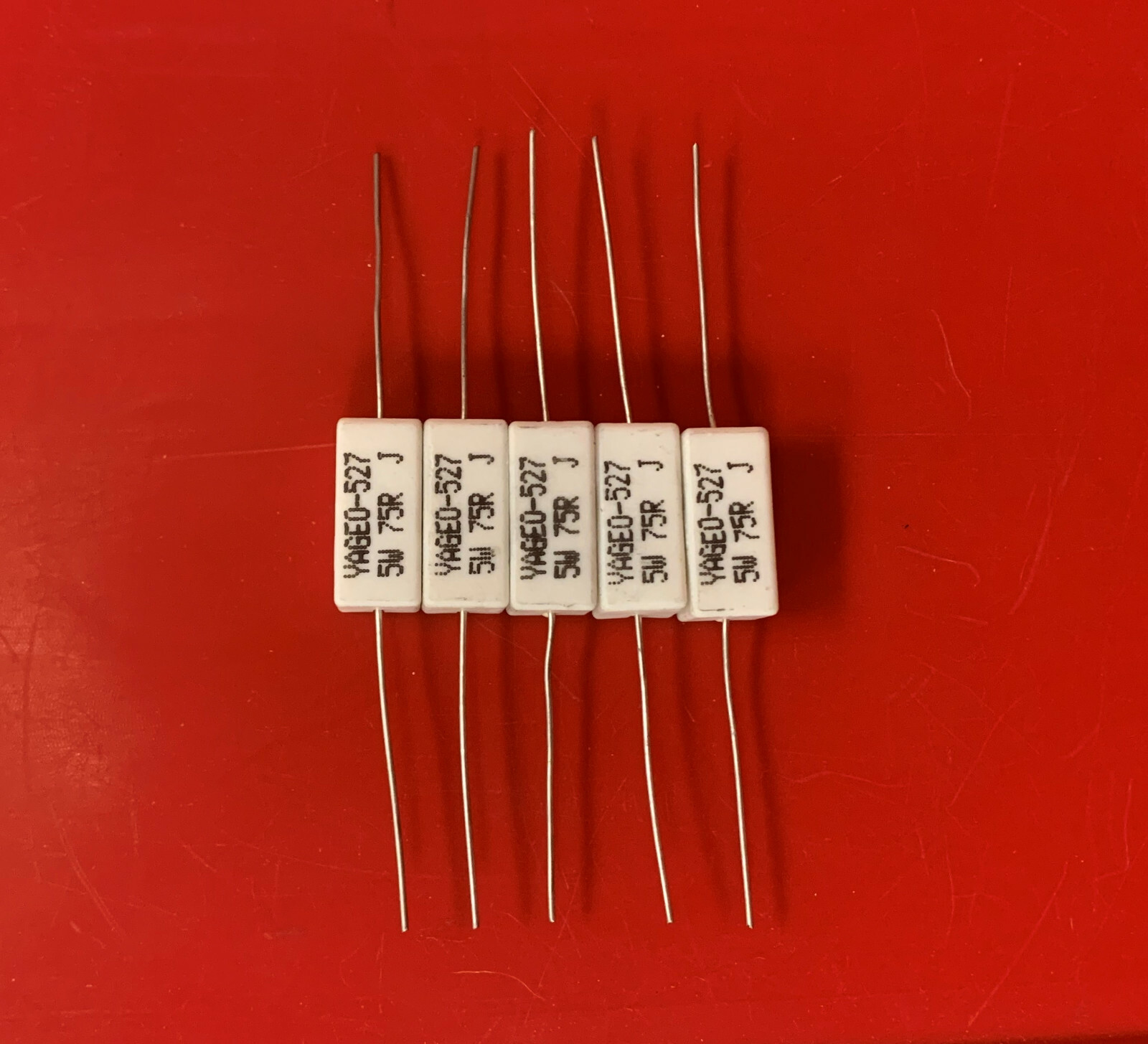 5x 75E-LRW-5W-B 5% YAGEO RESISTOR WIREWOUND 75 OHM 5W 5% AXIAL 75W-5-ND ...