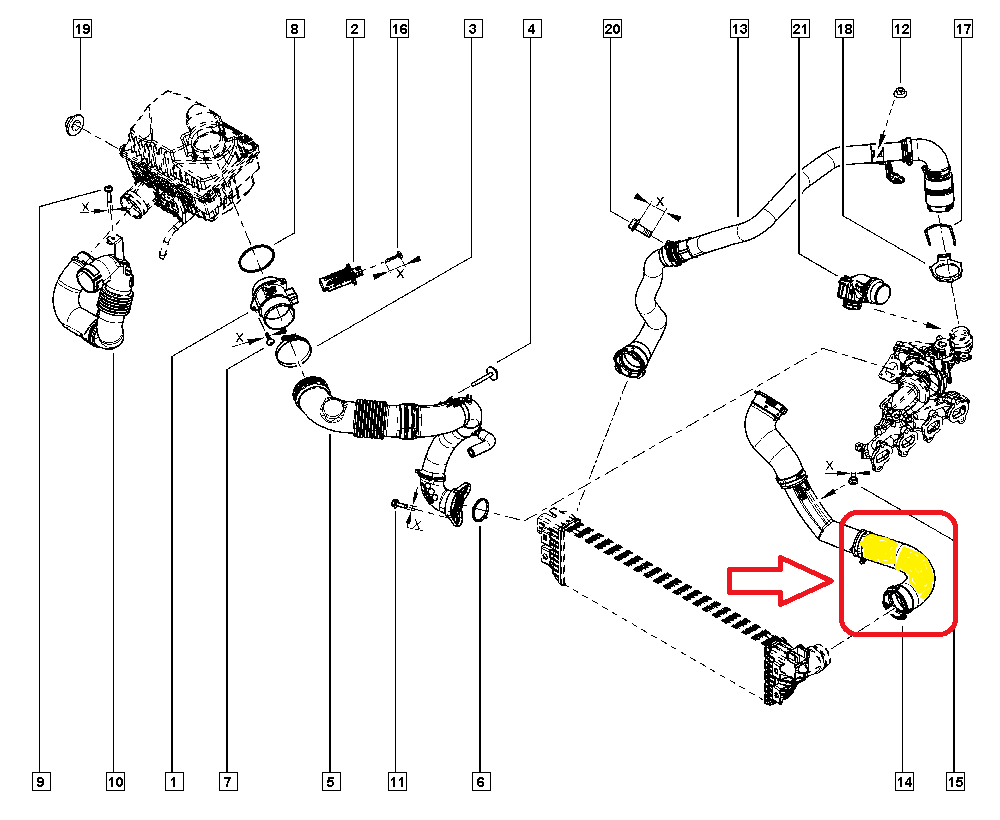TURBO SCHLAUCH UNTEN FÜR OPEL MOVANO B 2.3 CDTI 144609413R 144600588R ...