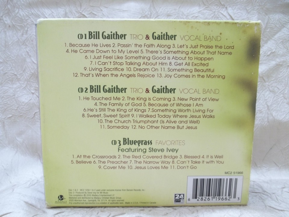 Bill Gaither Trio & Bluegrass Favorites Gospel 3 Discs CD 2020 Madacy ...