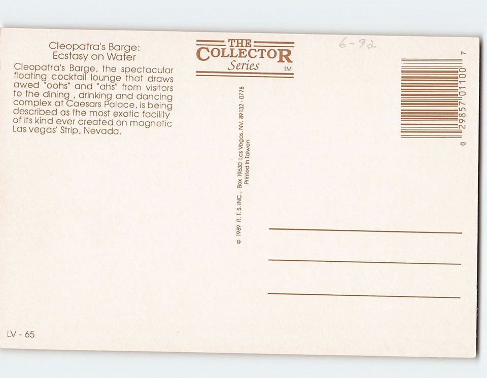 Postcard Cleopatra's Barge Caesars Palace Las Vegas Nevada | eBay
