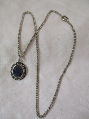 Vtg silver tone Necklace Seton Hall University Class Pendant blue ...