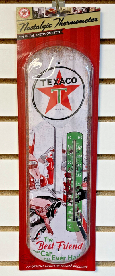 NEW! Gas & Oil TEXACO - Indoor Outdoor Metal Tin 17" Thermometer ...