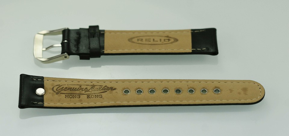 Relic Craftsman Unisex Stainless Steel Black Leather Replacement Watch ...