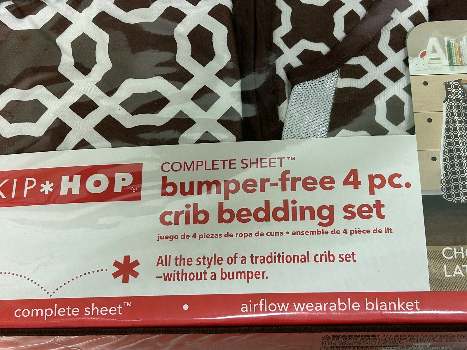 Skip Hop 4 Piece Crib Bedding Set Chocolate Lattice Brown nursery new ...