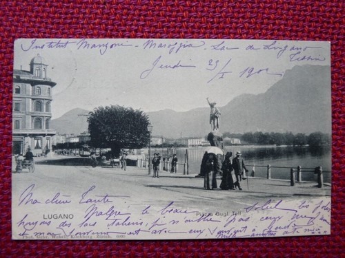 Old postcard Switzerland Ticino Lugano Piazza Gugl. Tell 1902 (898) | eBay