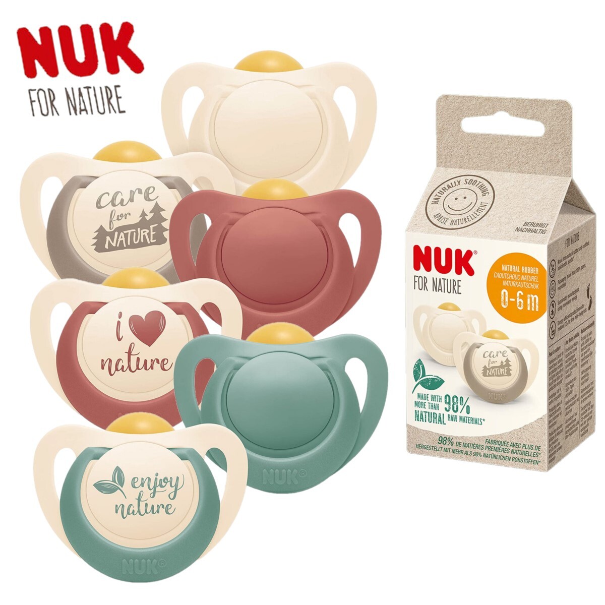 Nuk For Nature Sustainable Rubber Soothers Baby Dummies For Ages 0-36 ...